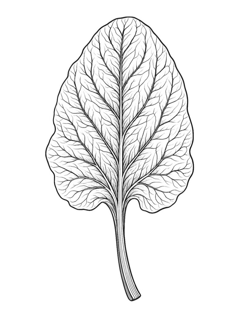 Realistic Spinach Leaf Coloring Page | Coloring.co