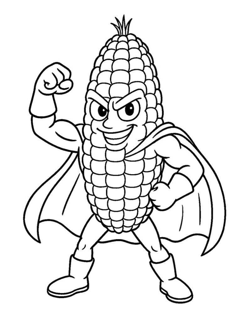 Corn Superhero Coloring Page | Coloring.co