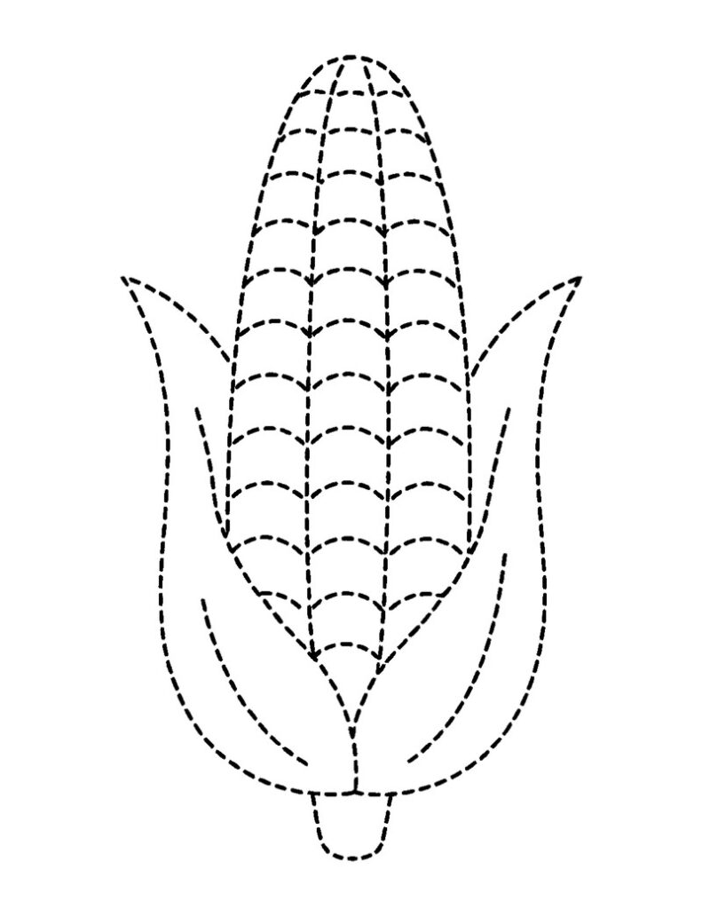 Corn Tracing and Coloring Page | Coloring.co