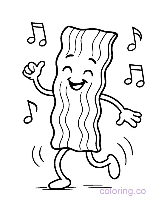 Dancing Bacon Coloring Page for Preschool Fun | Coloring.co
