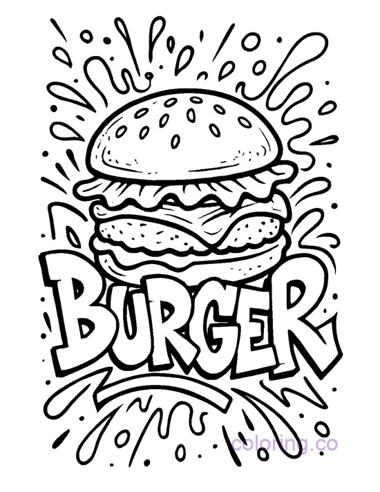 Street Art Burger Coloring Page | Coloring.co